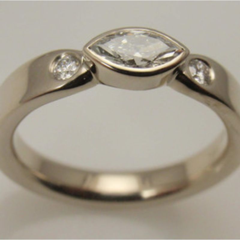 Custom Three Stone Bezel Set Diamond Ring - 100087